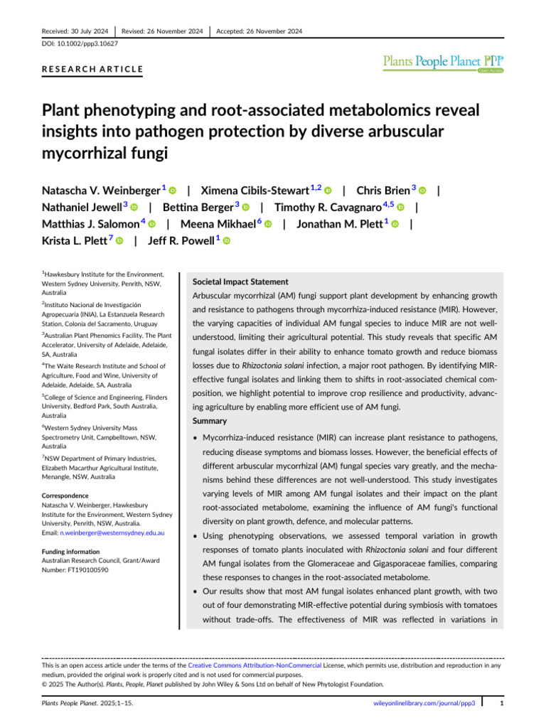 Plant Phenotyping and Root-Associated Metabolomics | PDF | Fungus | Organisms