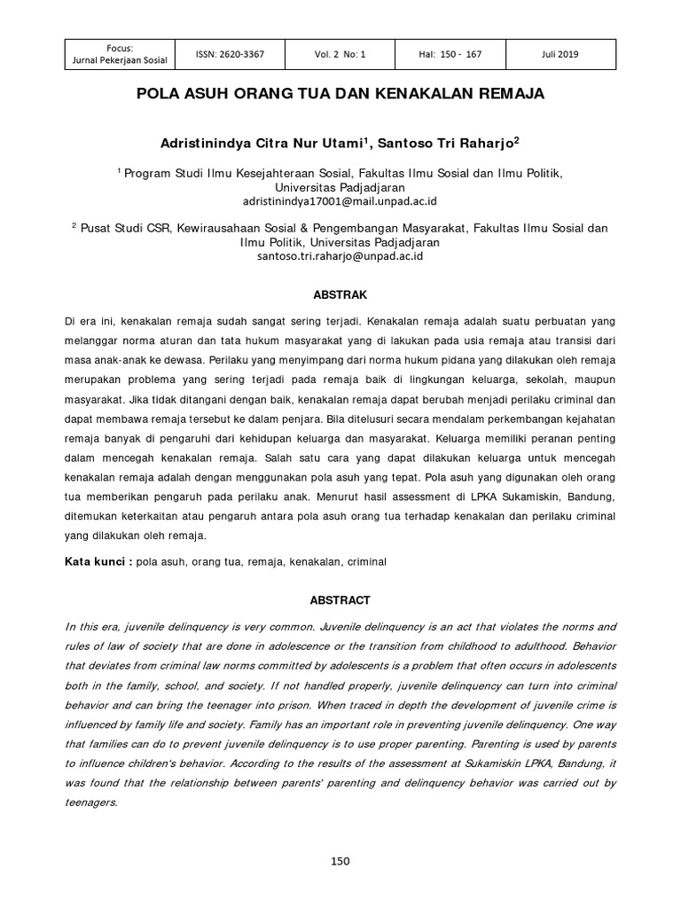 Pola Asuh Orang Tua dan Kenakalan Remaja | PDF