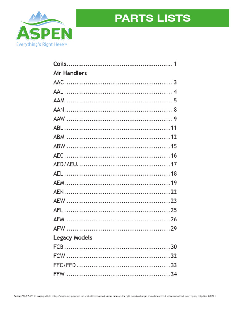 Aspen Parts List NP | PDF | Fuse (Electrical) | Relay