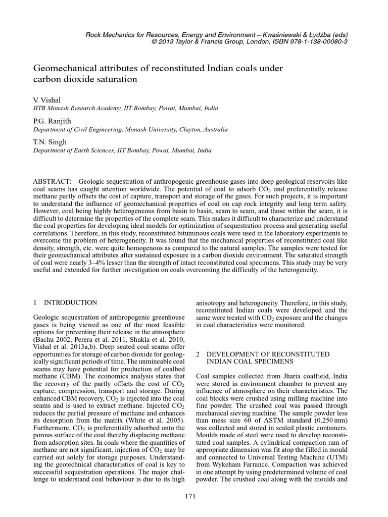 Geomechanical Properties of CO2-Saturated Coal | PDF | Carbon Dioxide ...