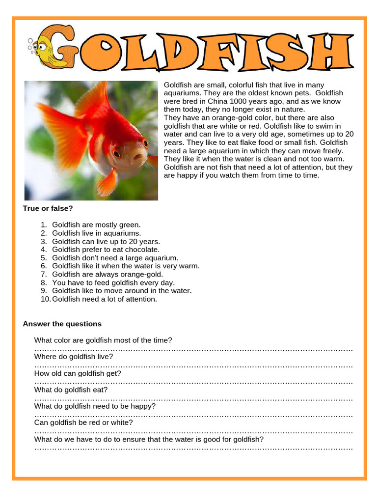easy-reading-goldfish_161987 | PDF | Fish | Fish And Humans