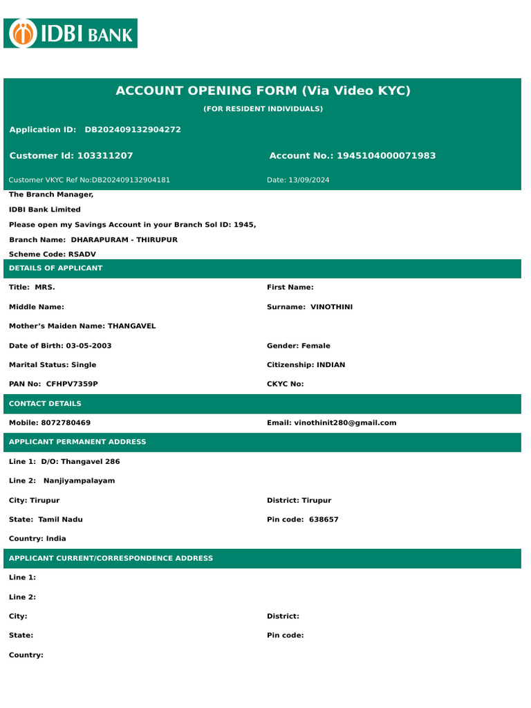 IDBI Bank Video KYC Account Opening | PDF | Personal Identification ...
