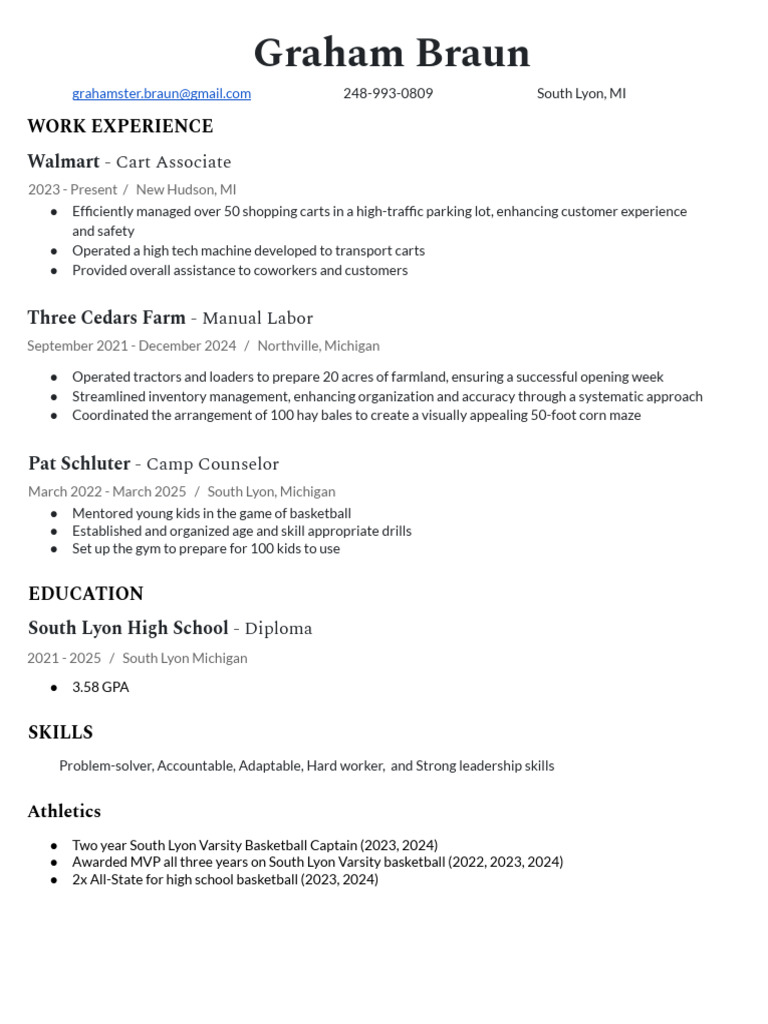 Graham Braun's Resume and Skills Summary | PDF
