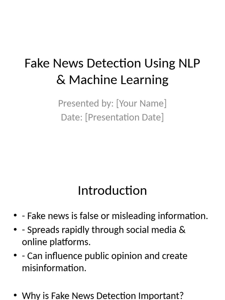 Fake News Detection Using NLP Techniques | PDF | Artificial ...