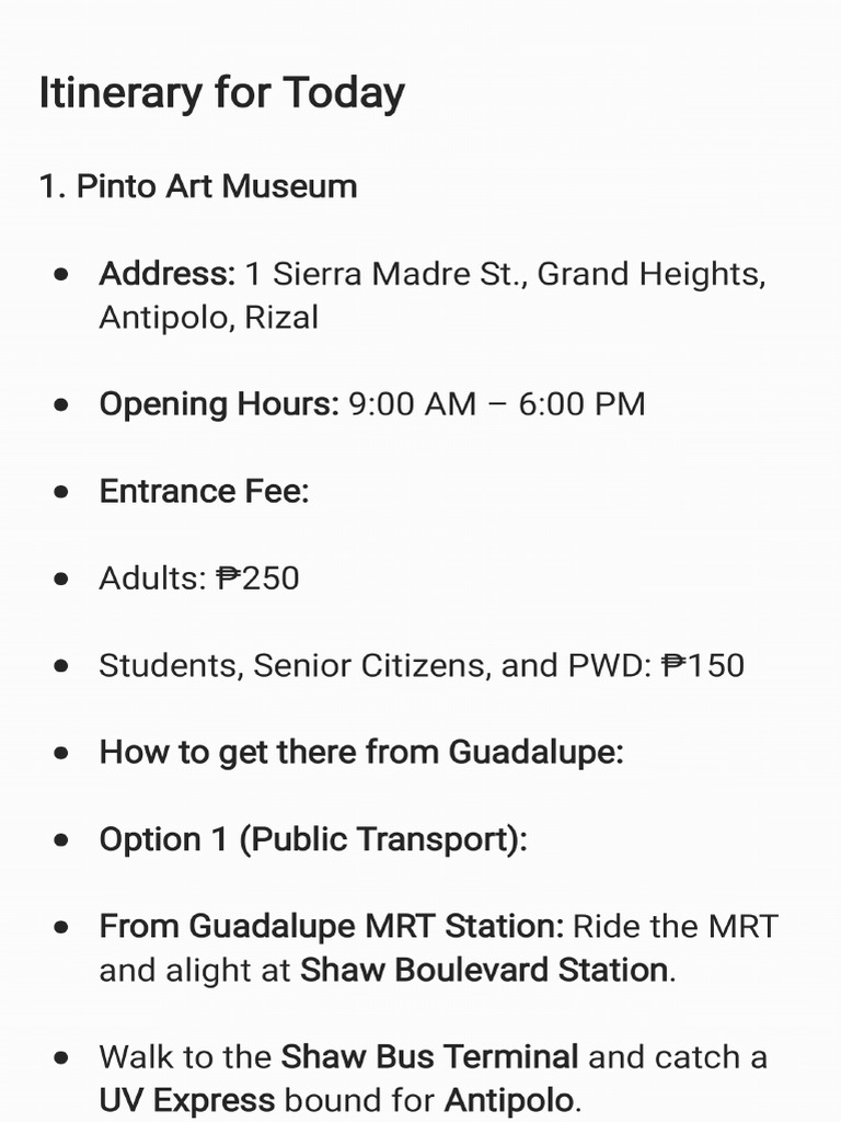 Notes Itinerary | PDF