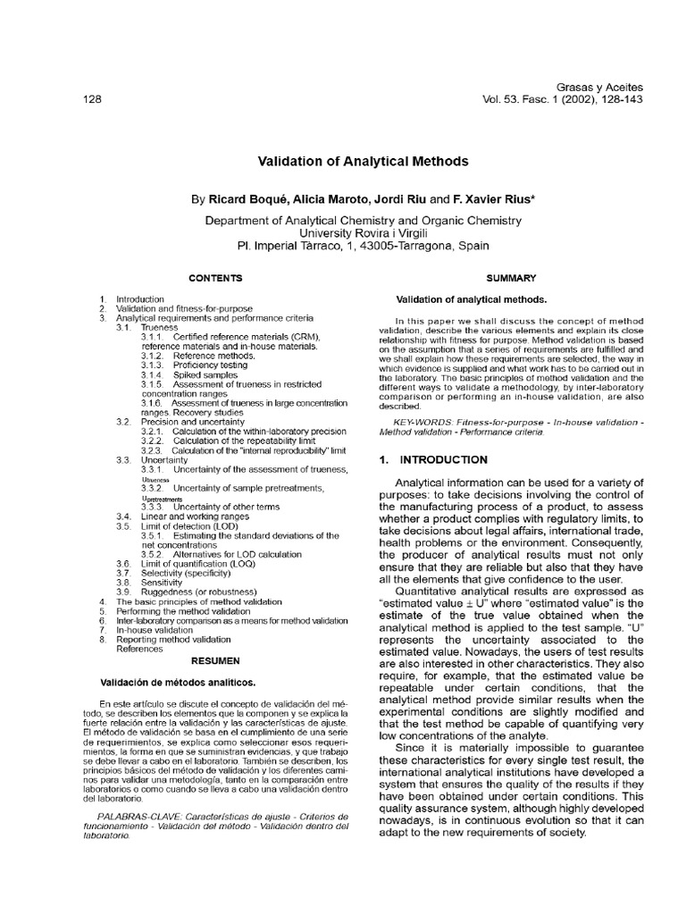 View of Validation of Analytical Methods | PDF