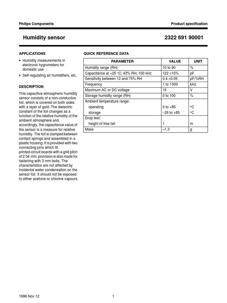 h1 Philips Humidity Sensor h1 | PDF