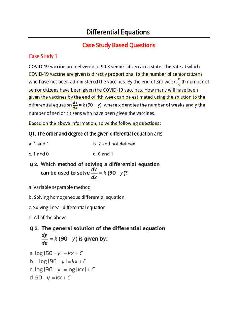 Differential Equations Case Studies | PDF | Equations | Differential ...