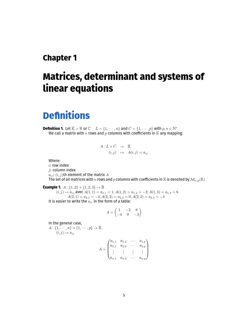 Lecture 1 - Matrix Operations | PDF | Matrix (Mathematics) | Algebra