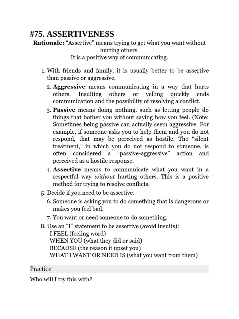 Assertiveness in Communication Skills | PDF | Conflict Resolution ...