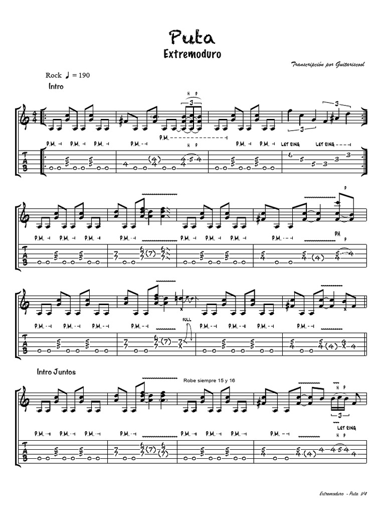 Extremoduro - Puta Guitar Tabs | PDF