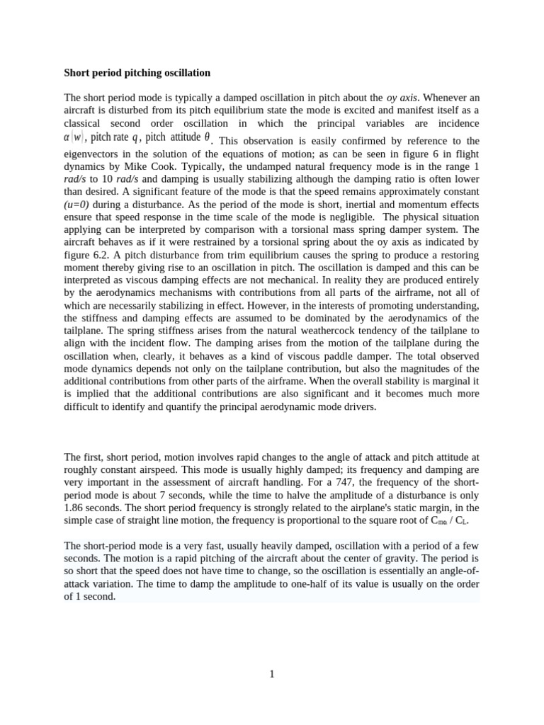 Short Period Pitching Oscillation | PDF | Oscillation | Damping