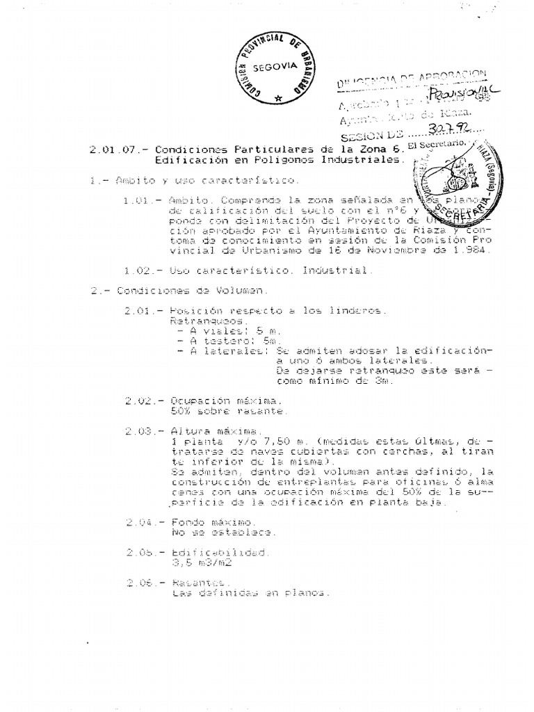 Ordenanza Zona 6. Edificación en Polígonos Industriales | PDF