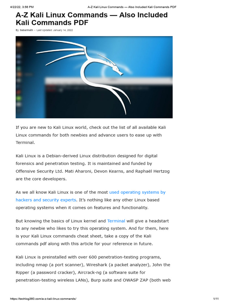 A-Z Kali Linux Commands - Also Included Kali Commands PDF | PDF | Computer File | Computing