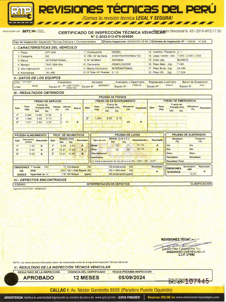 REVISON TECNICA 12MESES ATY-848 | PDF