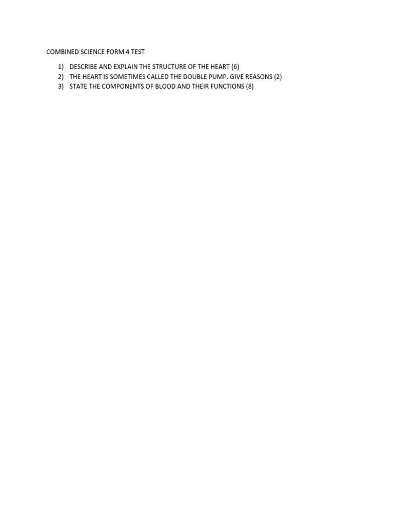 Combined Science Form 4 Test | PDF