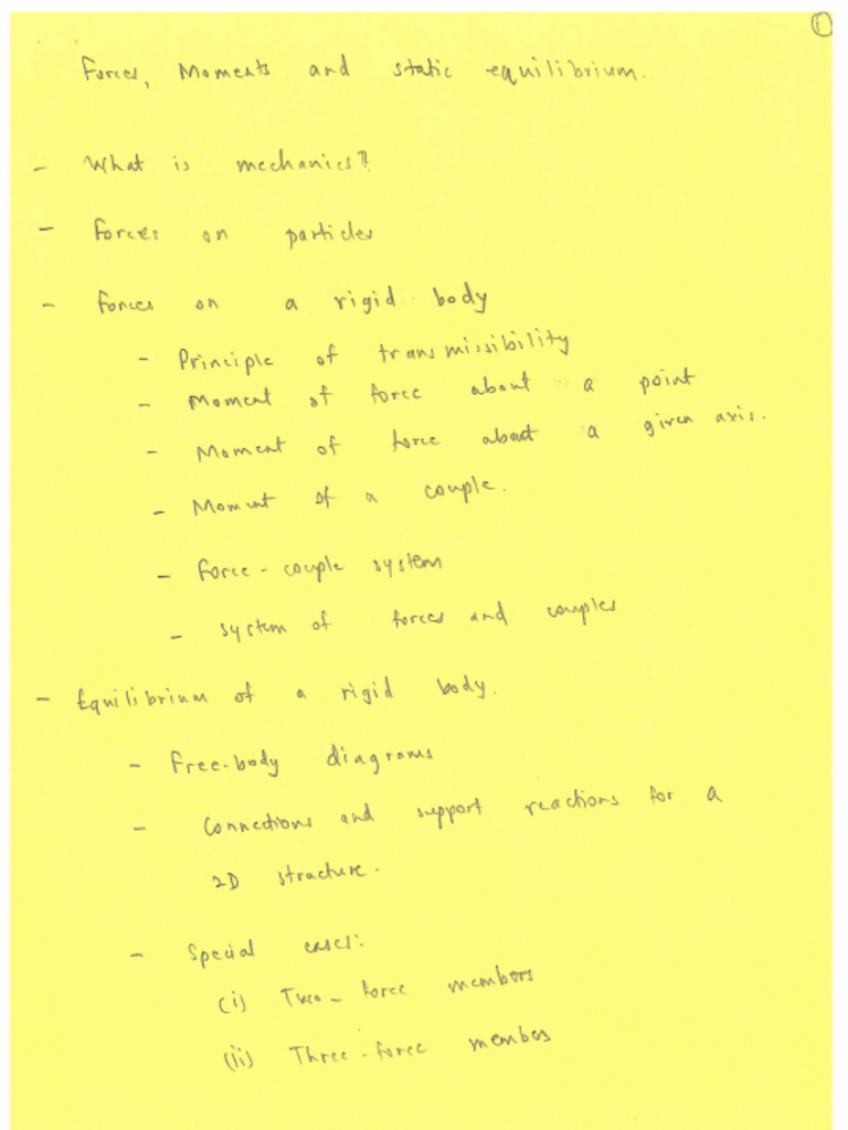 Forces Moments and Static Equilibrium | PDF