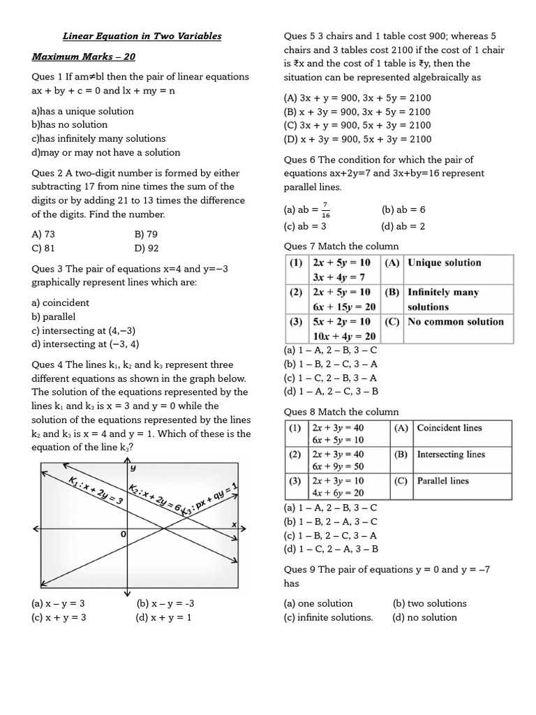Linear Equation (Obj.) | PDF | Equations | System Of Linear Equations