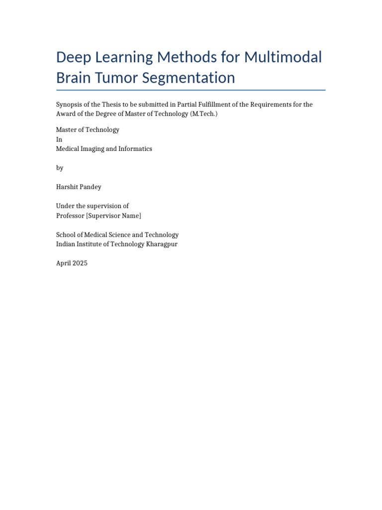 Deep Learning Multimodal Brain Tumor Synopsis | PDF | Image ...