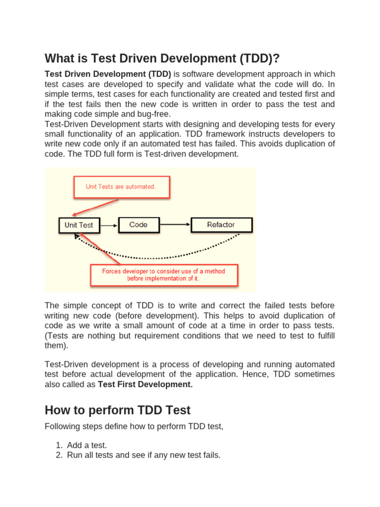 What is Test Driven Development | PDF | Test Driven Development ...