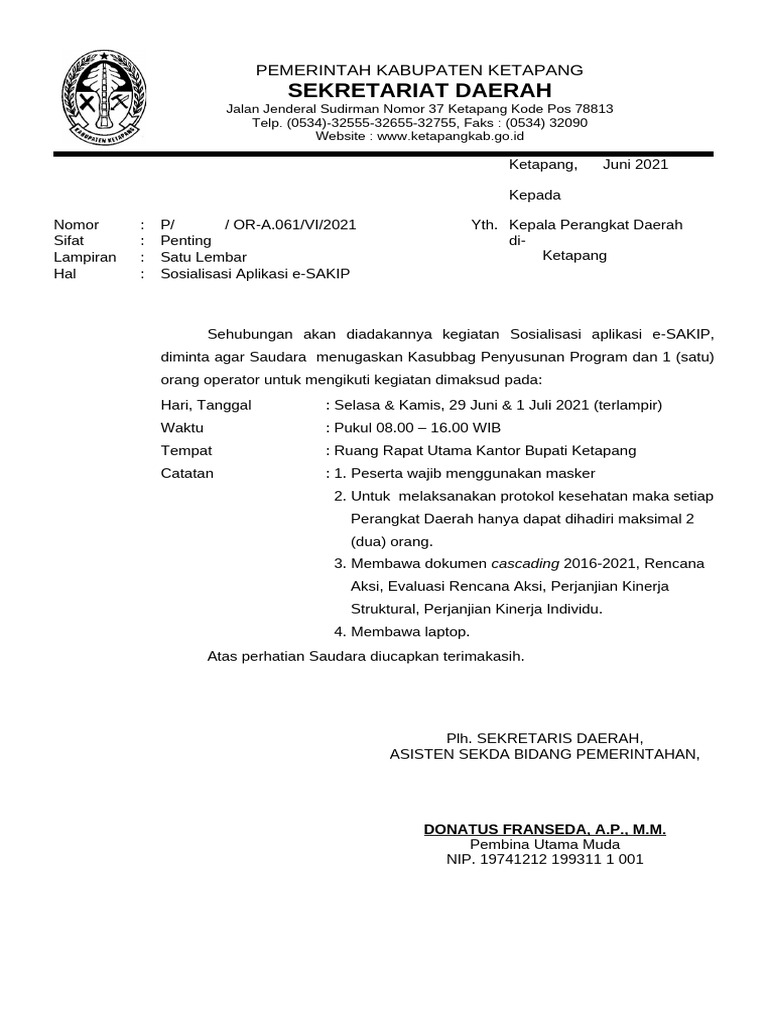 Contoh Surat Undangan Sosialisasi Aplikasi | PDF