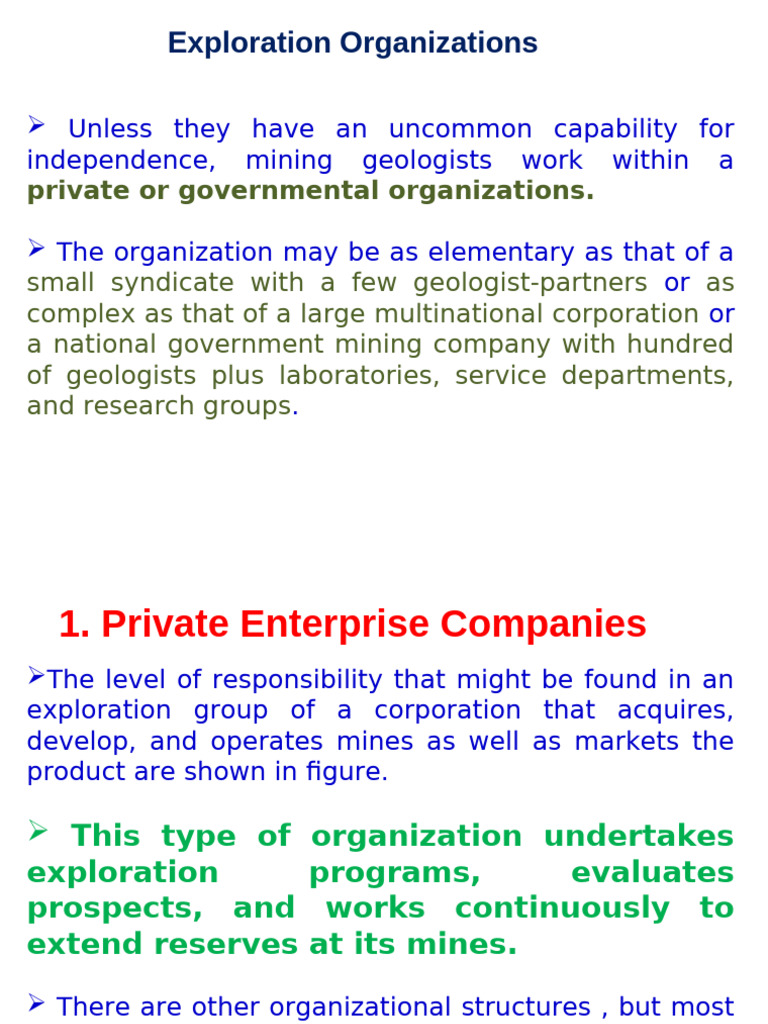 Lec 02 - Exploration Organizations | PDF | Mining | Geology