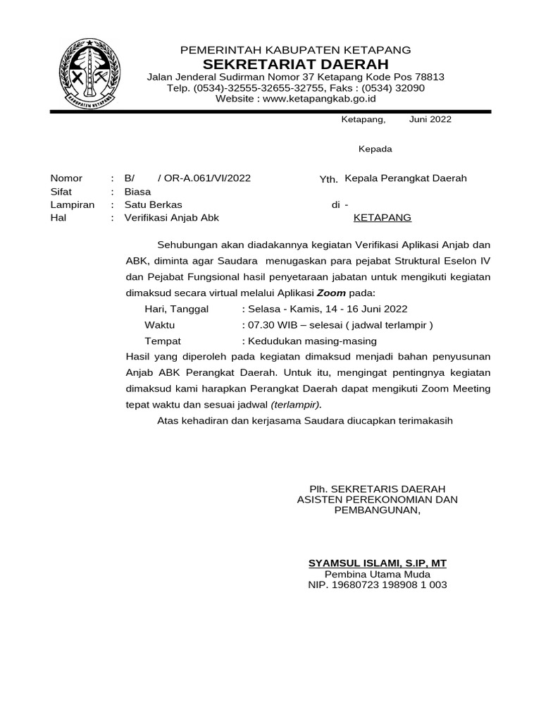 Contoh Surat Undangan Verifikasi Dokumen | PDF