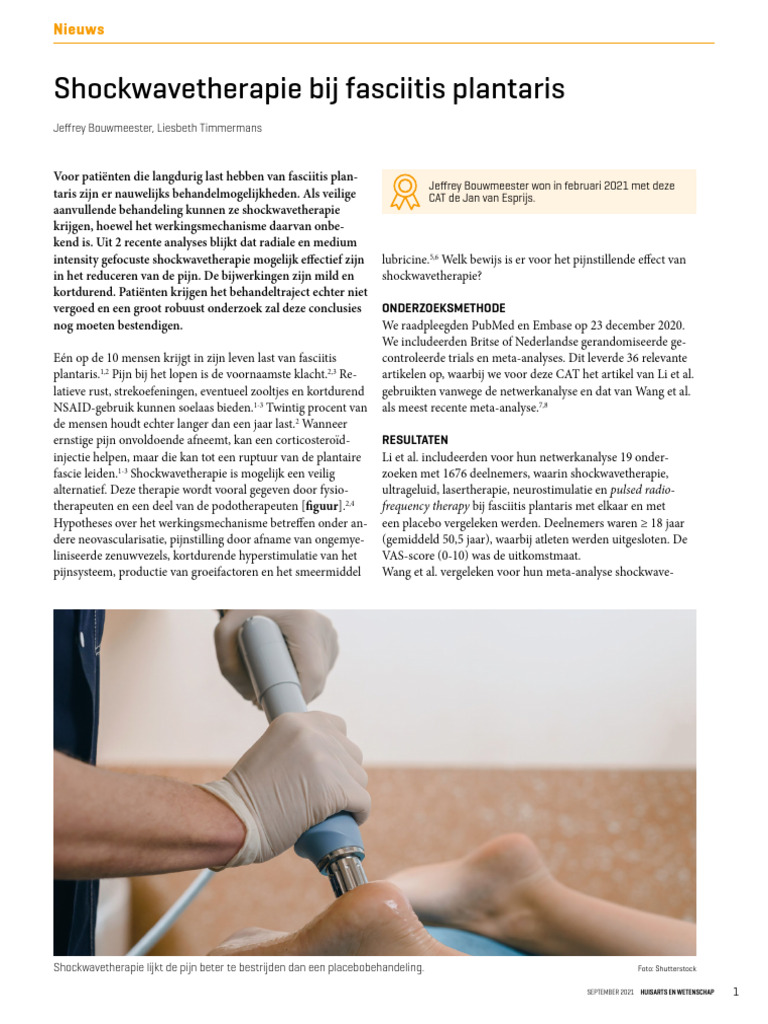 Shockwavetherapie Bij Fasciitis Plantaris | PDF