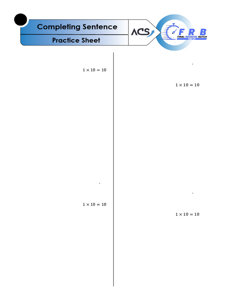 Completing Sentence Exercises for Practice | PDF | Phrase | English ...