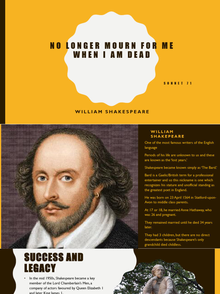 No Longer Mourn For Me When I Am Dead PP | PDF | William Shakespeare | Metre (Poetry)