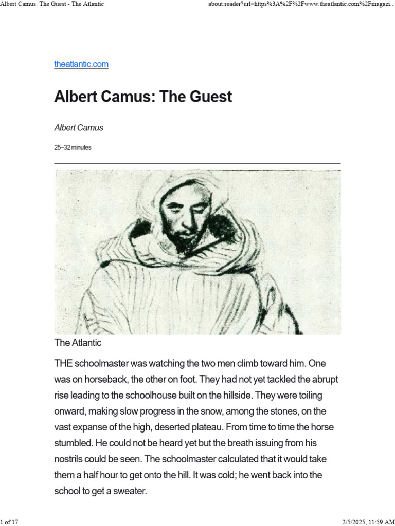 Albert Camus - The Guest - The Atlantic | PDF