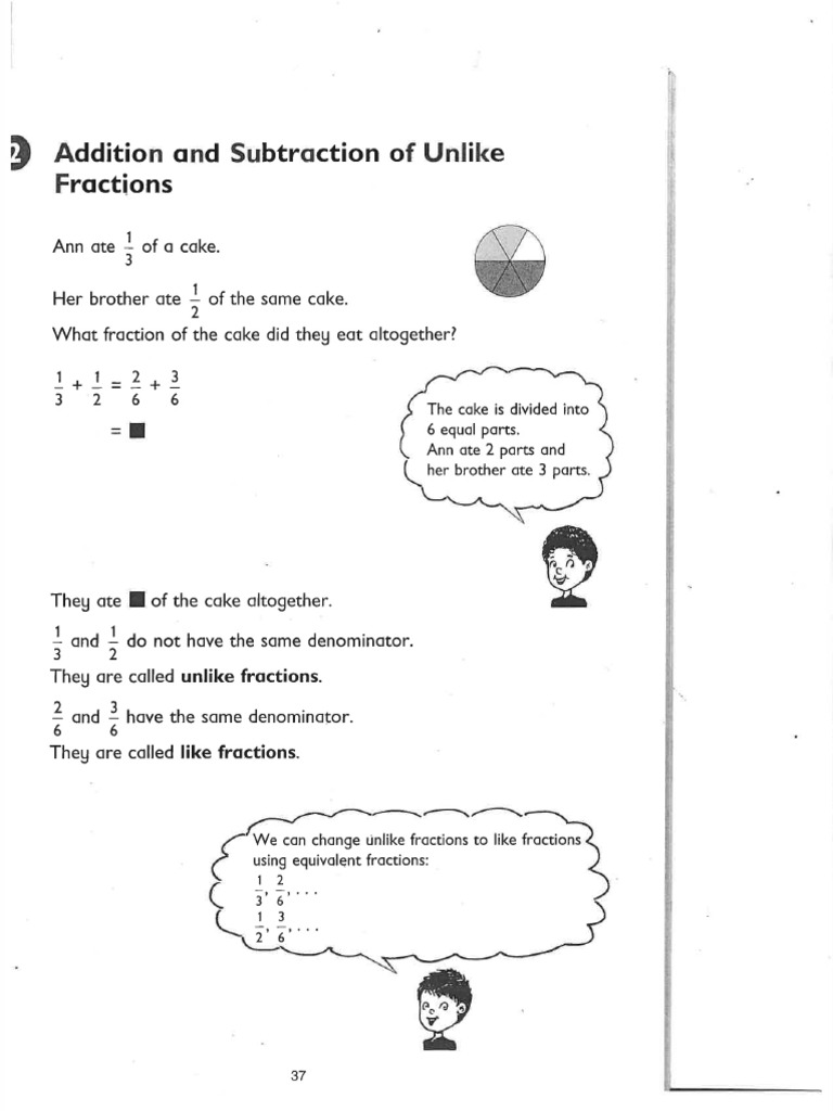 Addition and Subtraction of Unlike Fractions | PDF