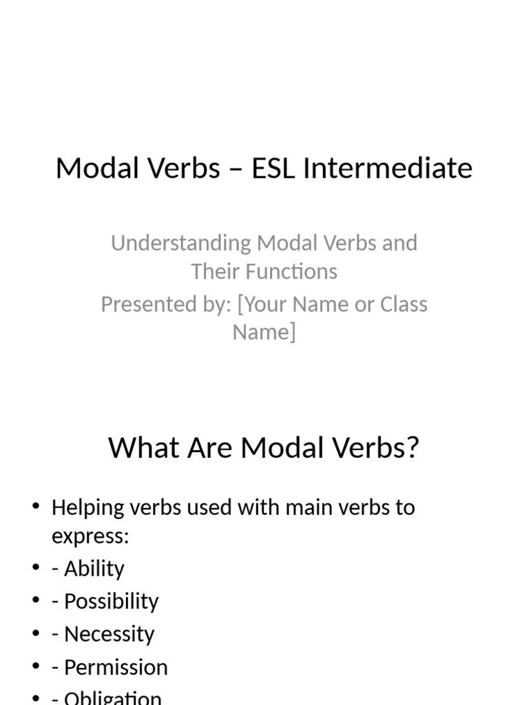 Modal Verbs ESL Intermediate | PDF | Linguistics | Morphology