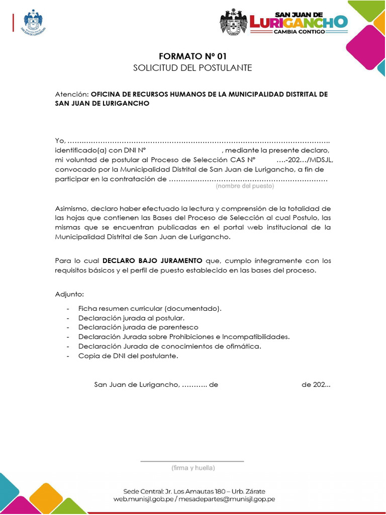 Formato #01 - Solicitud de Postulante | PDF