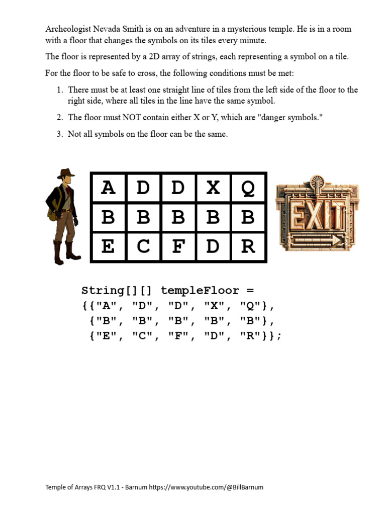 Temple of Arrays FRQ - 2D Arrays | PDF | Boolean Data Type | String ...