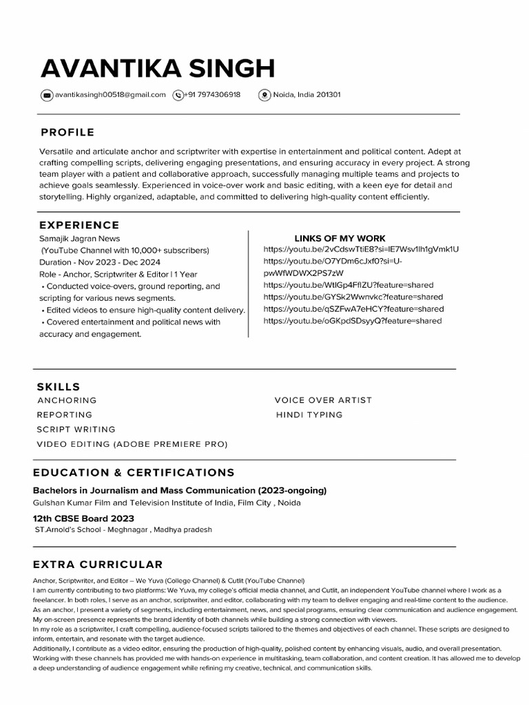 Avantika's Resume | PDF