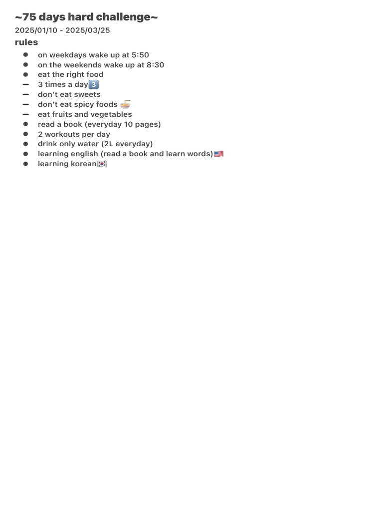 75 Days Hard Challenge | PDF