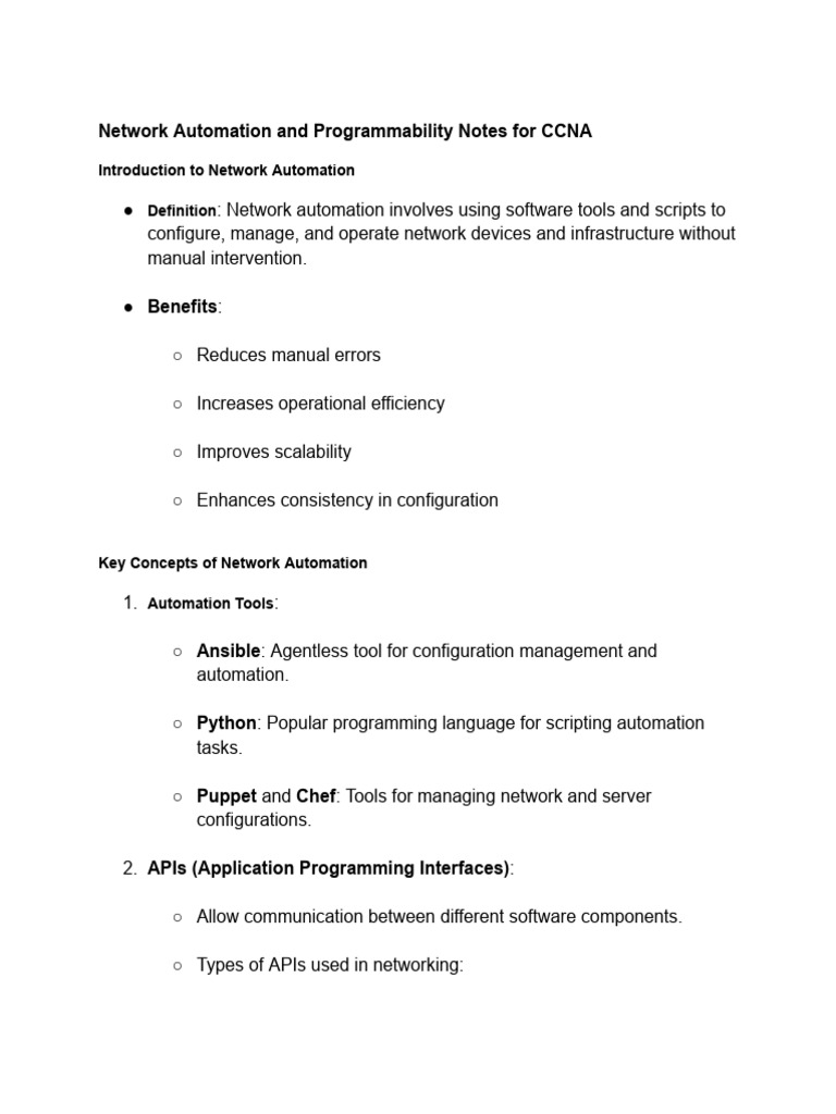 Network Automation And Programmability Notes For Ccna Pdf Computer Network Systems Engineering