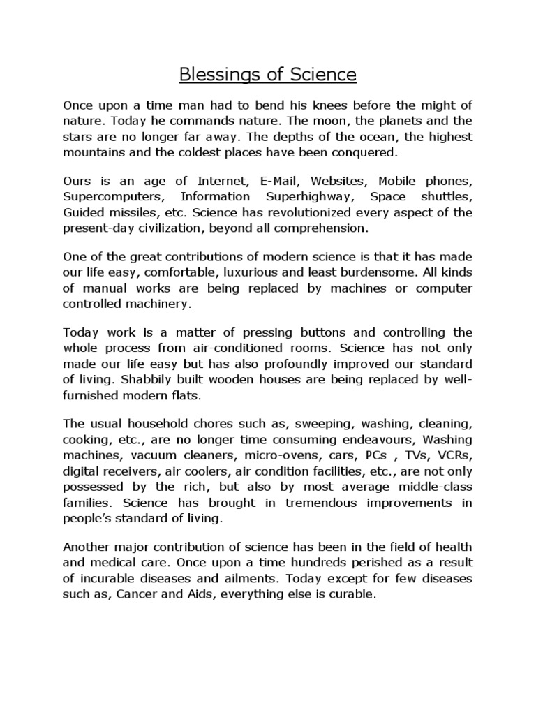 Blessings of Science in Modern Life | PDF | Mass Media | Journalism