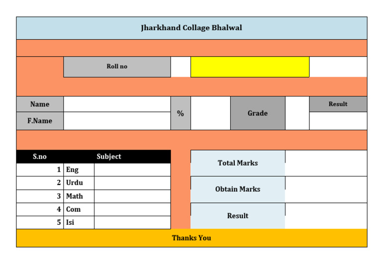 Mark Sheet 2 Vlookup 27 | PDF