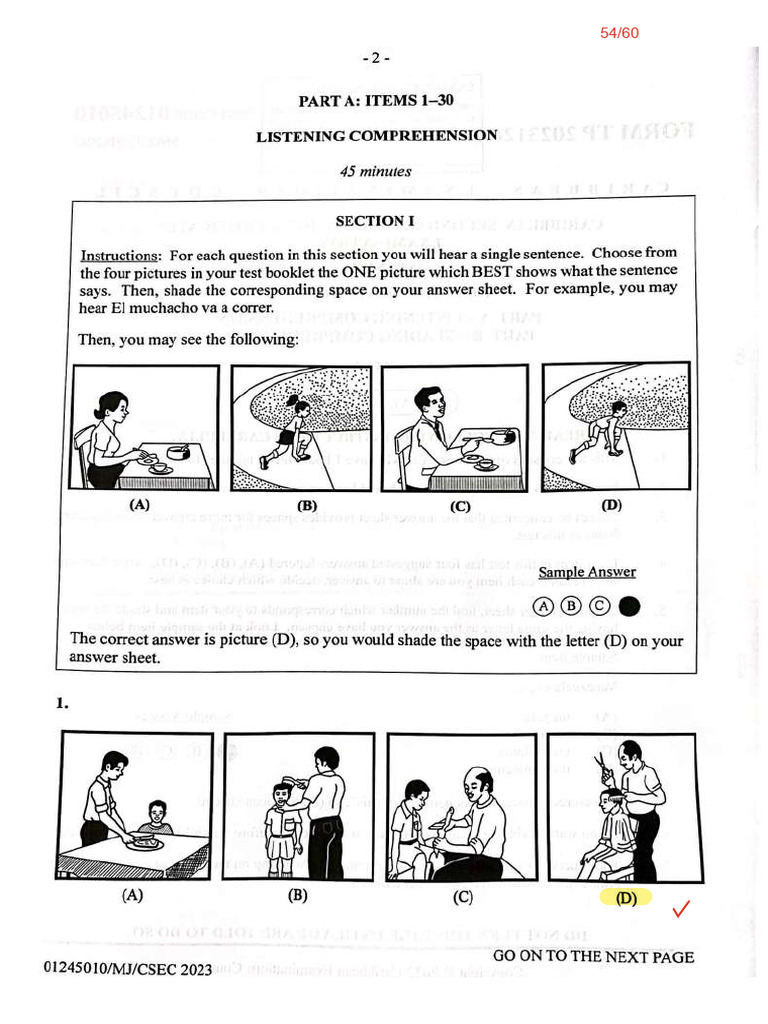 CSEC Spanish MayJune P1 2023 With Answers and Corrections | PDF