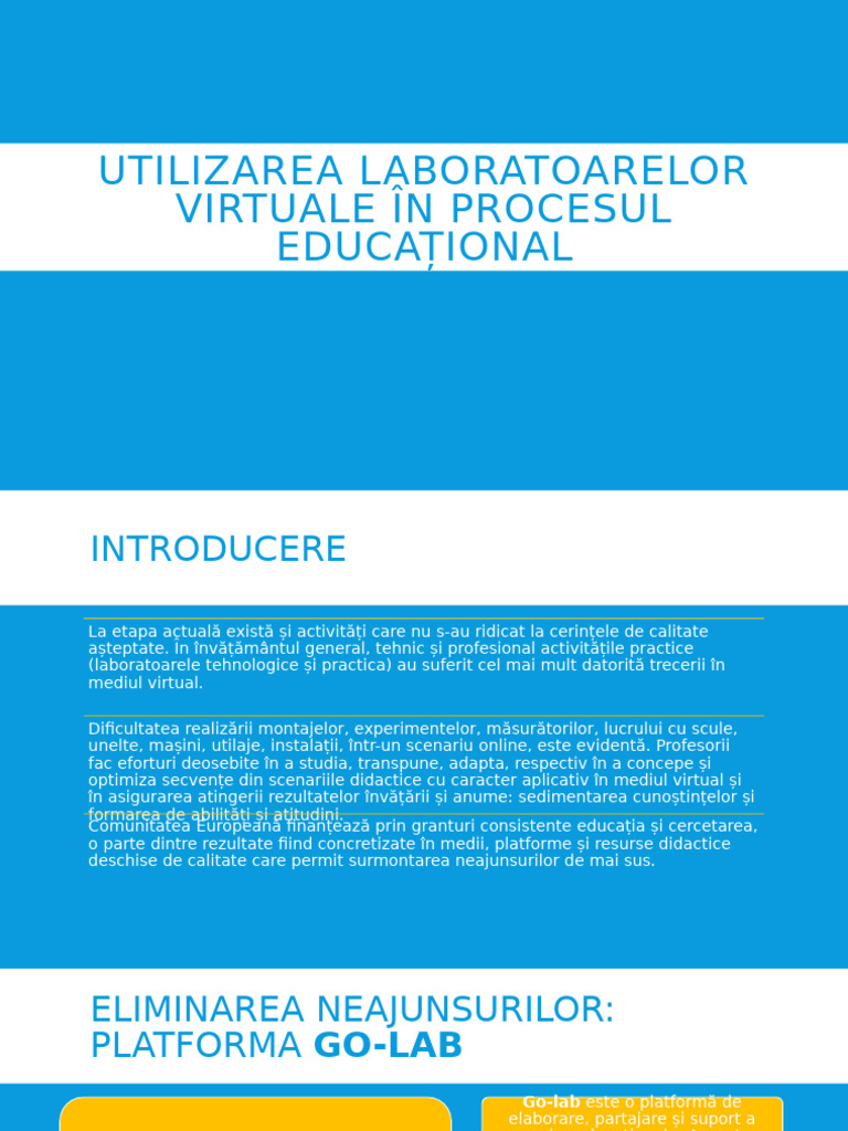 Utilizarea Laboratoarelor Virtuale În Procesul Educațional | PDF