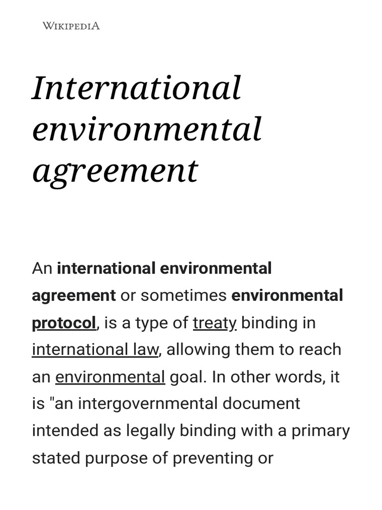 International Environmental Agreements | PDF | Environmental Social ...