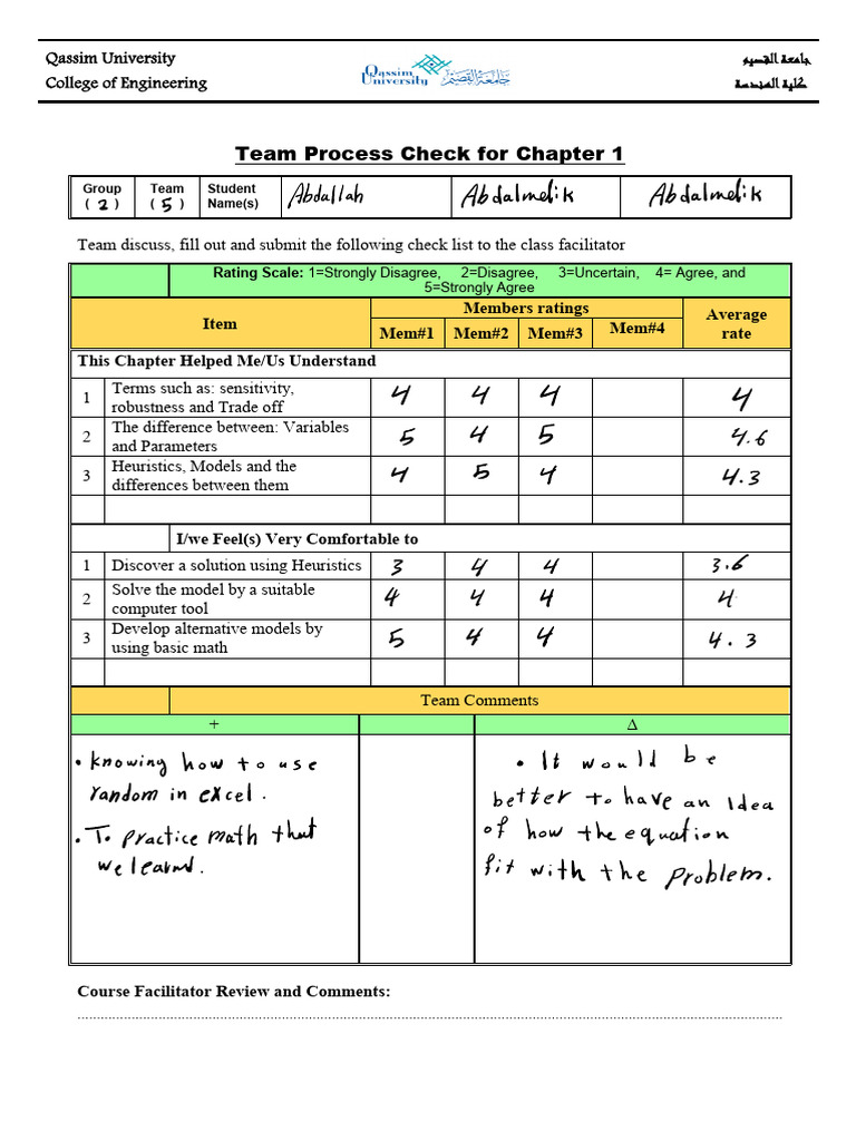 Team Process Check - CH 1-442 | PDF | Applied Mathematics