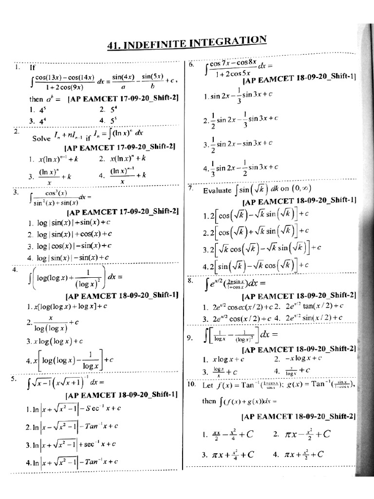 Math Indefinite Integration | PDF