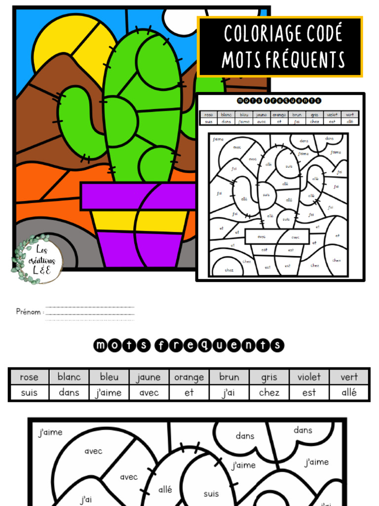 Coloriage codé : mots fréquents | PDF