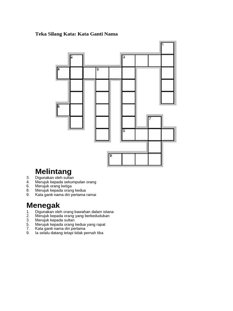 Tahun 4 Teka Silang Kata | PDF