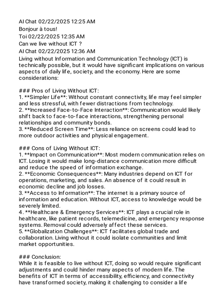 Can We Live Without ICT. | PDF