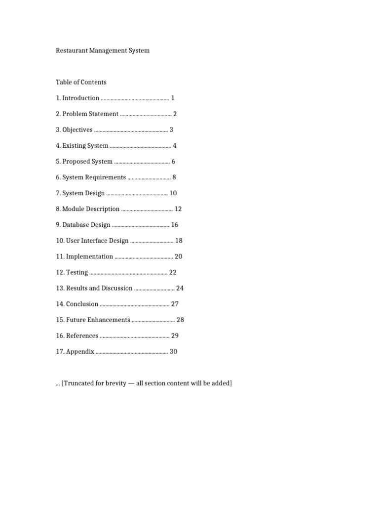 Restaurant Management System Final Report | PDF