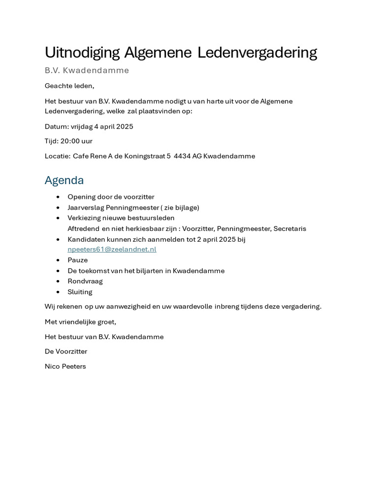 Uitnodiging ALV | PDF